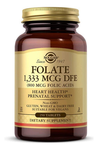 Folato 1333mcg Acido Folico 800mcg Folate 250 Tabletas — Súper vital